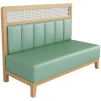 China Modern Restaurant Booth Seating Cafe Shop Dining Sets Solid Wood Rattan Sofa Chairs for sale