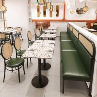 China Modern Woven Rattan Bench Sofa Restaurant Dining Booth Seating Set Custom Color for sale