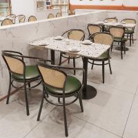 China Modern Woven Rattan Bench Sofa Restaurant Dining Booth Seating Set Custom Color for sale