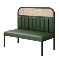 China Modern Woven Rattan Bench Sofa Restaurant Dining Booth Seating Set Custom Color for sale