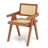 China Modern Rattan Sofa Booth with Solid Wood Frame PU Leather Seat for Restaurant Coffee Shop for sale