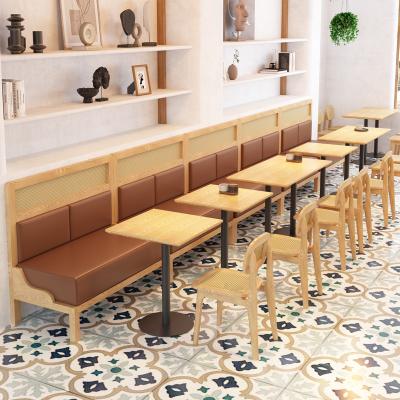 China Custom Woven Rattan Chair and Sofa Plywood Table Restaurant Cafe Set Modern for sale
