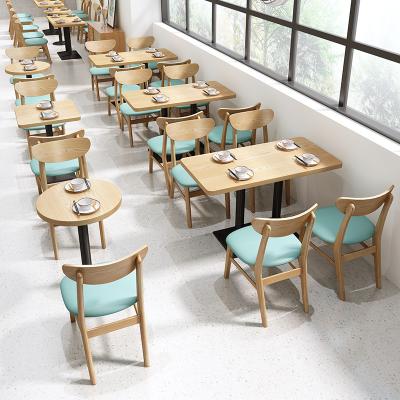 China Solid Wood Dining Table and Chairs Set Modern Restaurant Furniture PU Leather Custom Color for sale