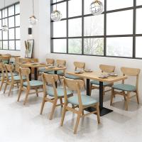 China Solid Wood Dining Table and Chairs Set Modern Restaurant Furniture PU Leather Custom Color for sale