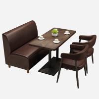 China Wooden Restaurant Table and Metal Chair Set Modern 120x60cm Faux Leather for sale