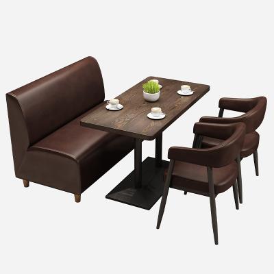 China Wooden Restaurant Table and Metal Chair Set Modern 120x60cm Faux Leather for sale