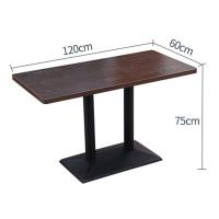China Wooden Restaurant Table and Metal Chair Set Modern 120x60cm Faux Leather for sale