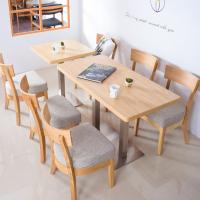 China Modern Restaurant Dining Table and Chairs Set 120x60x75cm Wood Frame with Cushion for sale