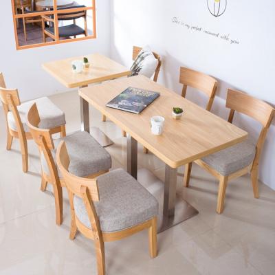 China Modern Restaurant Dining Table and Chairs Set 120x60x75cm Wood Frame with Cushion for sale