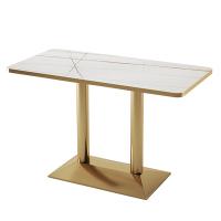 China Modern Leather Dining Table and Metal Cafe Chair Set Custom Size Restaurant Furniture for sale