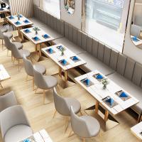 China Modern Leather Dining Table and Metal Cafe Chair Set Custom Size Restaurant Furniture for sale