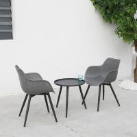 China Outdoor PP Plastic Armrest Chair and Coffee Table Set Gray White 56x60x80 cm for sale