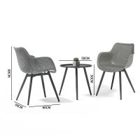 China Outdoor PP Plastic Armrest Chair and Coffee Table Set Gray White 56x60x80 cm for sale