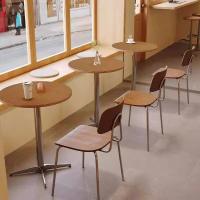 China Nordic Style Cafe Tables and Chairs Set Handcrafted Iron Art Ocean Board Wood for Milk Tea Shops for sale