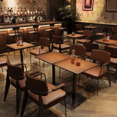 China American Retro Solid Wood Bistro Table Chair Set for Coffee Shop Restaurant Bar Commercial Use Custom Color for sale