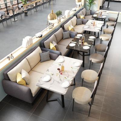 China Nordic Modern Restaurant Cafe Dining Chairs Sofa Table Sets Metal Frame Custom Color 10 Pieces for sale