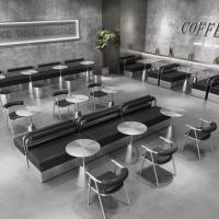 China Industrial Cafe Tables Chairs Wall-Mounted Deck Sofa Metal Frame 4 Seat Commercial Restaurant Furniture for sale