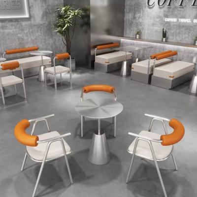 China Stainless Steel Booth Sofa Set Cafe Restaurant Table and Chair 2 Seater for sale