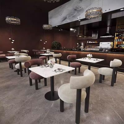 China Upholstered Soft Curved Backrest Linen Fabric Dining Chair for Hotel Cafe Leisure Use for sale