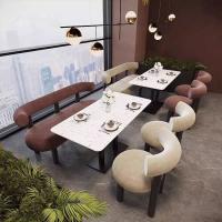 China Cream Style High End Western Restaurant Furniture Metal Dining Table and Chair Booth Set for Hotel Use for sale