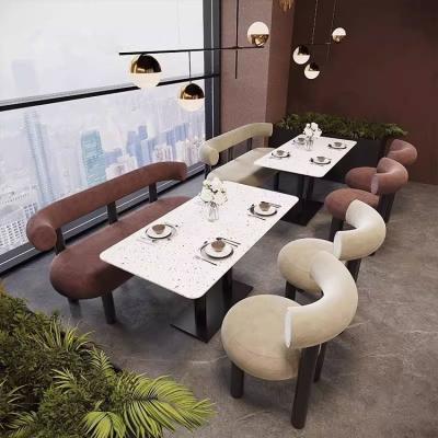 China Cream Style High End Western Restaurant Furniture Metal Dining Table and Chair Booth Set for Hotel Use for sale