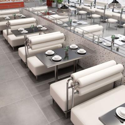 China Custom Commercial Metal Leather Booth Seating Set 300kg Capacity Hotel Restaurant Bench Table for sale
