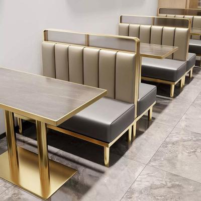 China Modern Leather Restaurant Booth Set with Color-Blocked Design 2-3 Person Commercial Dining Table for Hotel Cafe for sale