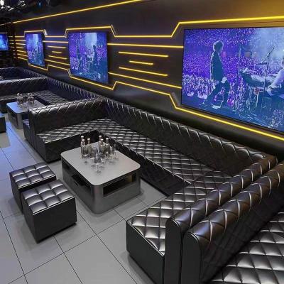 China Custom Leather Booth Seating Set for Nightclub KTV Hookah Lounge Round Sofa with Table Chairs 4 Seat for sale