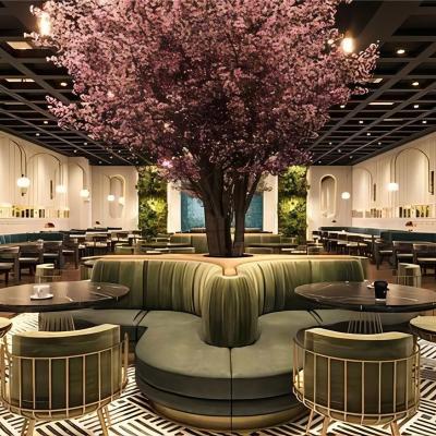 China Commercial Green Leather Round Booth Seating Set with Coffee Table and Chairs for Bar Lounge for sale