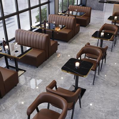 China Commercial Restaurant Booth Seating Durable PU Leather Custom U Shape 2 Seater Cafe Sofa for sale