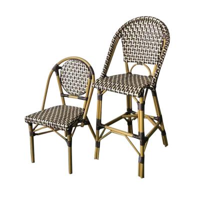China PE Rattan Bistro Chair and Barstool Set 2-Piece Outdoor Furniture for Terrace Restaurant for sale