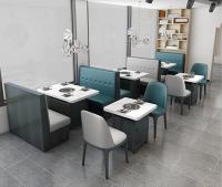 China Marble Hot Pot Table Set 120x45x105cm Restaurant Dining Furniture with Fabric Cover for sale