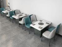 China Marble Hot Pot Table Set 120x45x105cm Restaurant Dining Furniture with Fabric Cover for sale
