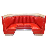 China Custom American 1950s Vintage U-Shaped Red Leather Restaurant Booth Seating for sale