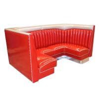 China Custom American 1950s Vintage U-Shaped Red Leather Restaurant Booth Seating for sale