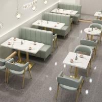 China Modern Restaurant Booth Sofa Set Customizable Wood PU Leather Metal Dining Furniture for Coffee Shop for sale