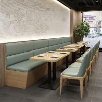 China Modern Wooden Dining Table and Chair Set with PU Leather Booth Seating for Restaurant Hotel for sale