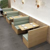China Modern Wooden Dining Table and Chair Set with PU Leather Booth Seating for Restaurant Hotel for sale