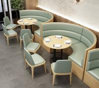 China Modern Wooden Dining Table and Chair Set with PU Leather Booth Seating for Restaurant Hotel for sale