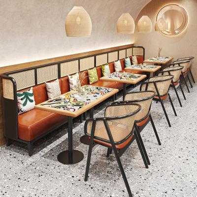 China Modern Wood Seat Rattan Dining Chair Set for Restaurant Furniture Custom Color for sale