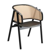 China Modern Wood Seat Rattan Dining Chair Set for Restaurant Furniture Custom Color for sale