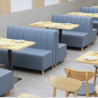 China Modern Wood Booth Seating Set for Restaurant Fast Food Commercial Furniture Custom Color PU Leather for sale