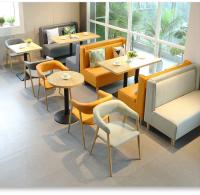 China Custom Restaurant Dining Booth Seating Set Wooden PU Leather Cafe Table and Chairs for sale