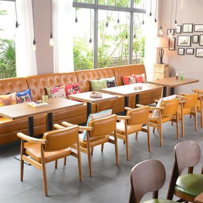 China Customizable Solid Wood PU Leather Booth Seating for Restaurant Coffee Shop Dining Table Chair Set for sale