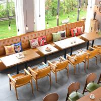China Customizable Solid Wood PU Leather Booth Seating for Restaurant Coffee Shop Dining Table Chair Set for sale