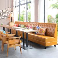 China Customizable Solid Wood PU Leather Booth Seating for Restaurant Coffee Shop Dining Table Chair Set for sale