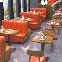 China Custom Restaurant Leather Wood Booth Seating Set with PU Leather and Solid Wood Frame for Coffee Shop Dining for sale