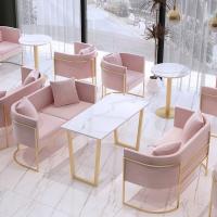 China Modern Velvet Nail Salon Hotel Restaurant Sofa Booth and Table Furniture Set JL-4370 for sale