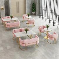 China Modern Velvet Nail Salon Hotel Restaurant Sofa Booth and Table Furniture Set JL-4370 for sale