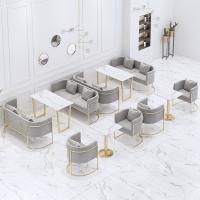 China Modern Velvet Nail Salon Hotel Restaurant Sofa Booth and Table Furniture Set JL-4370 for sale